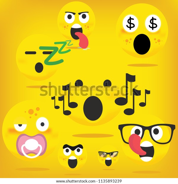 Set High Quality Cartoon Emotions Icons Stock Vector (Royalty Free ...