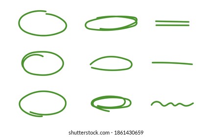 Set Highlights Underline Green Hand Drawn Stock Vector (Royalty Free ...