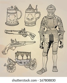 Set Historical Design Elements: vector de stock (libre de regalías ...