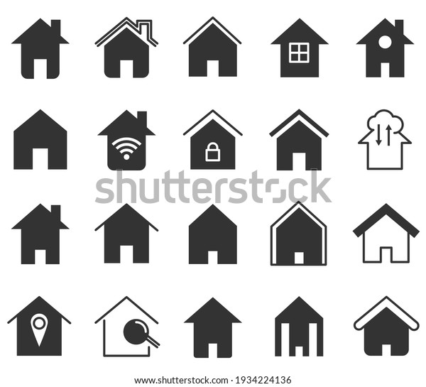 Set Home Icon Thin Outline Shape Stock Vector (Royalty Free) 1934224136