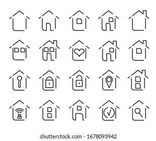 Set Home Icons Modern Thin Line Stock Vector (Royalty Free) 1678093942 ...