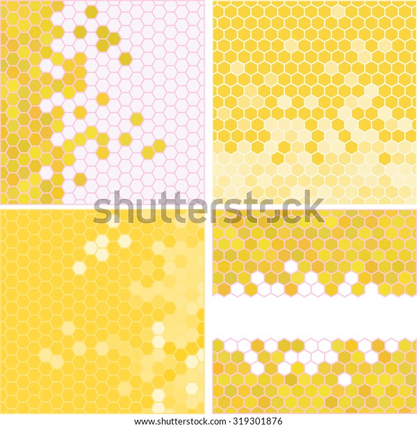 Set Honeycomb Honey Backgrounds Vector Illustration Stock Vector ...