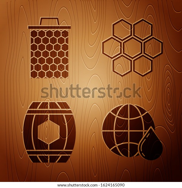 Set Honeycomb Map World Honeycomb Wooden Stock Vector (Royalty Free ...