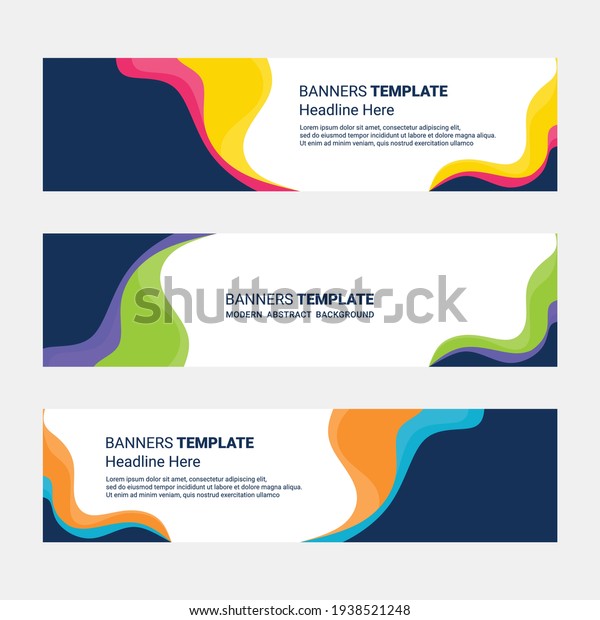 Set Horizontal Banner Design Modern Social Stock Vector (Royalty Free ...