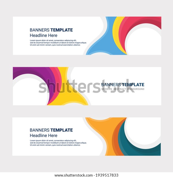 Set Horizontal Banner Design Modern Social Stock Vector (Royalty Free ...