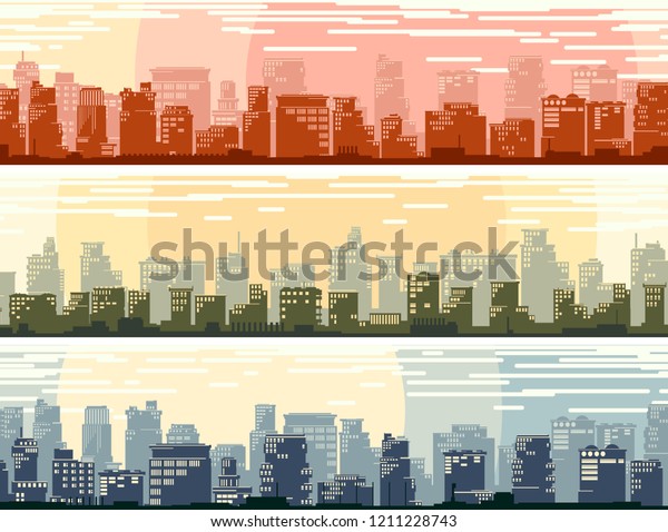 Set Horizontal Banners Cartoon Stylized Big Stock Vector (Royalty Free ...