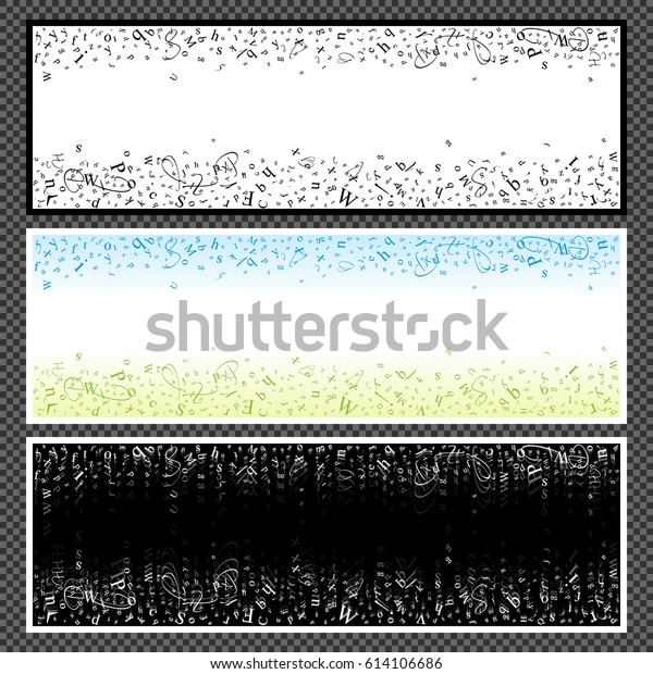 Set Horizontal Banners Banners Scatter Alphabet Stock Vector (Royalty ...