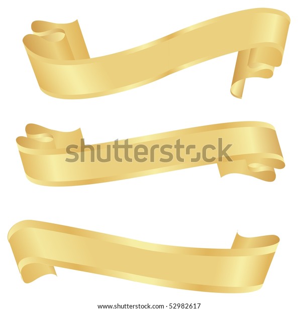 Set Horizontal Golden Yellow Ribbon Banners Stock Vector (Royalty Free ...