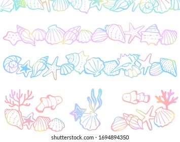 Set Horizontal Lines Frame Illustration Sea Stock Vector (Royalty Free ...