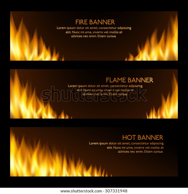 Set Horizontal Realistic Fire Banners Stock Vector (Royalty Free ...