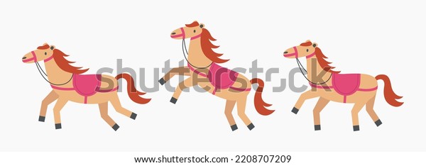 Set Horses Different Poses Cute Pony Stock Vector (Royalty Free ...