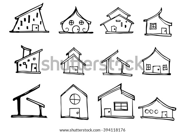Set House Illustration Hand Drawn Doodle Stock Vector (Royalty Free ...