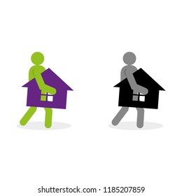 Set House Moving Icons Stock Vector (Royalty Free) 1185207859