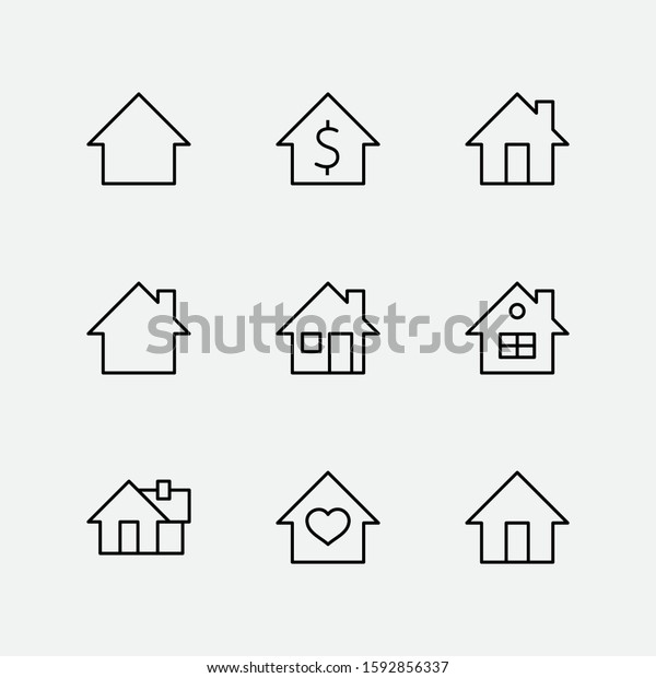 Set House Vector Home Line Icons Stock Vector (Royalty Free) 1592856337 ...