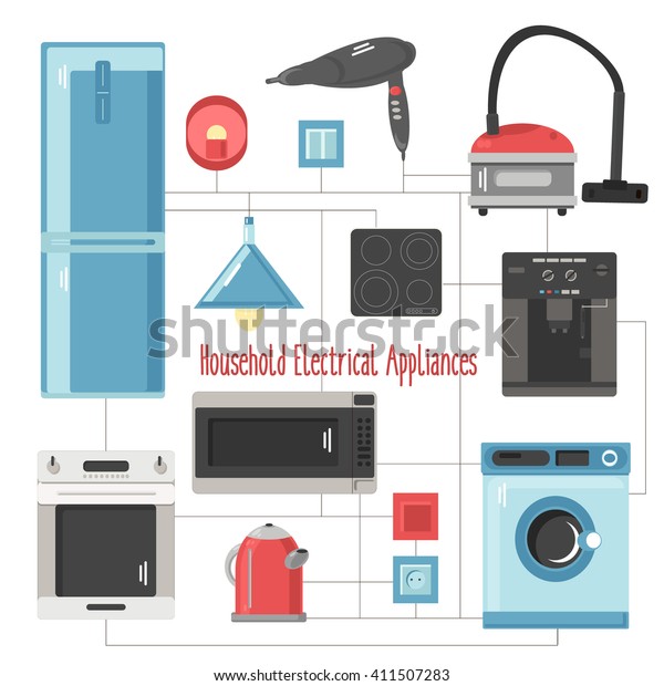 Set Household Electrical Appliances Vector Illustration Stock Vector ...