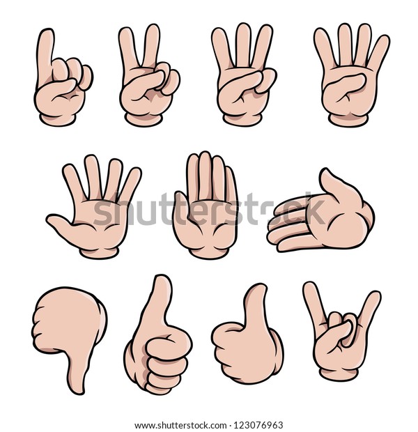 Set Human Cartoon Hands Showing Various Stock Vector (Royalty Free ...