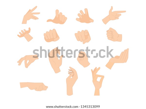 Set Human Cartoon Hands Showing Various Stock Vector (Royalty Free ...