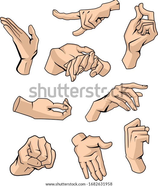 Conjunto de manos que muestran diferentes: vector de stock (libre de ...