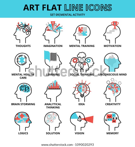 Set Human Mental Activity Icons Flat Stock Vector (Royalty Free ...