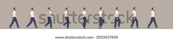 Set Human Walk Man Walks Many Stock Vector (Royalty Free) 2053457858