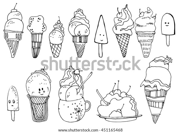 Set Ice Cream Cold Dessert Sweet Stock Vector Royalty Free 451165468