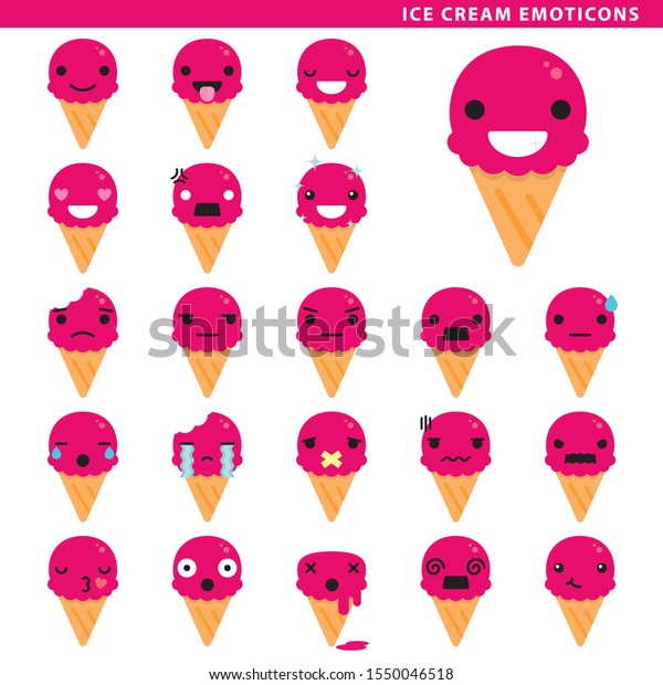 Set Ice Cream Emoticons Different Faces Stock Vector (Royalty Free ...
