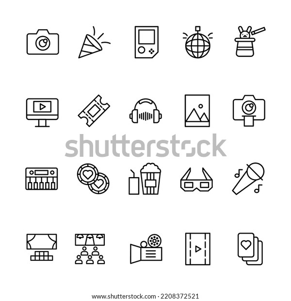 Set Icon Entertainment Outline Style Contains Stock Vector (Royalty ...