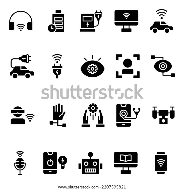 Set Icon Futuristic Technology Glyph Style Stock Vector (Royalty Free ...