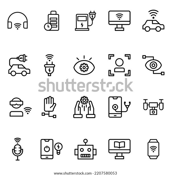 Set Icon Futuristic Technology Outline Style Stock Vector (Royalty Free ...