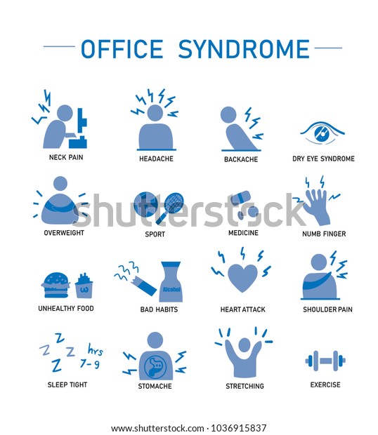 Set Icon of office syndrome.Vector Icon Illustration design.Healthcare ...