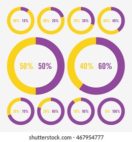 Set Icon Pie Yellow Purple Chart: vector de stock (libre de regalías ...