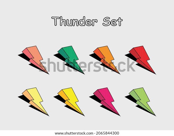 Set Icon Thunder Simple Illustration Thunder Stock Vector (Royalty Free ...