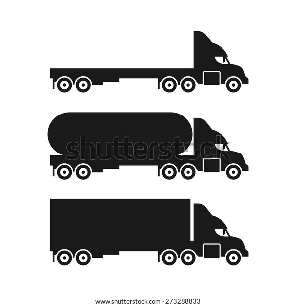 Set Icons Black Trucks Trailers Vector: vector de stock (libre de ...