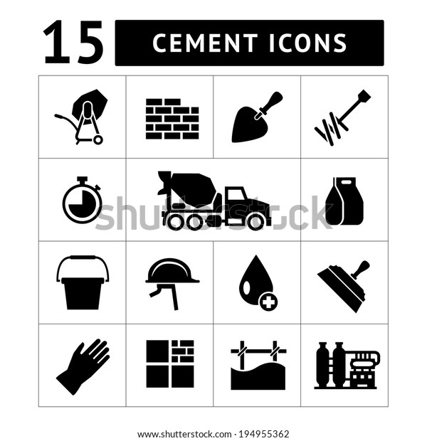 Set Icons Cement Concrete Isolated On Stock Vector (Royalty Free ...