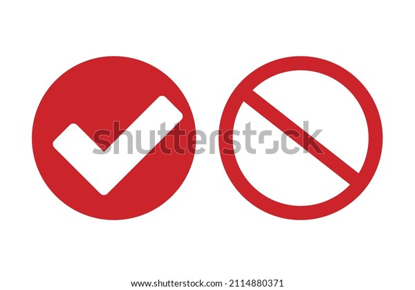 Set Icons Check Mark Stop Sign Stock Vector (Royalty Free) 2114880371 ...
