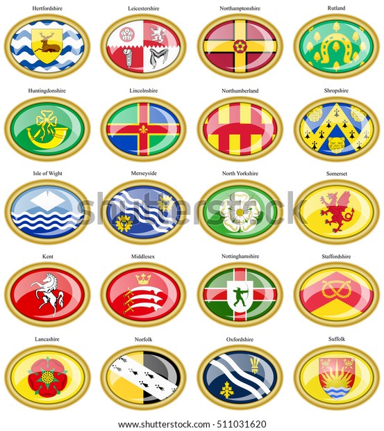 Set Icons Counties England Flags 3d Stock Vector (Royalty Free ...