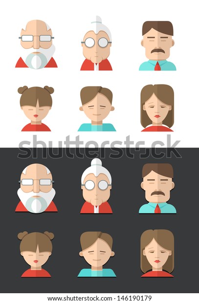 Set Icons Depicting Various Age People Stock Vector (Royalty Free ...