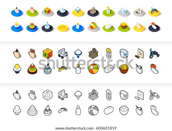 Set Icons Different Style Isometric Flat Stock Vector (Royalty Free ...