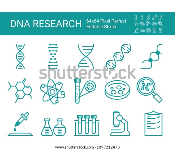 Set Icons Dna Research Thin Line Stock Vector (Royalty Free) 1899212473 ...