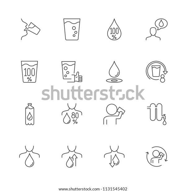 Set Icons Drinking Water Importance Water Stock Vector (Royalty Free ...