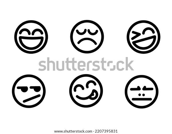 Set Icons Emoticon Faces Thicker Lines Stock Vector (Royalty Free ...