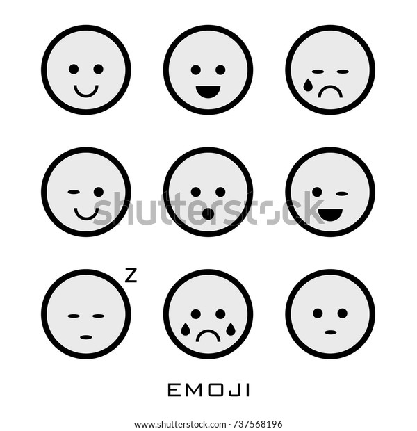 Set Icons Emotional Faces Vector Illustration Stock Vector (Royalty ...