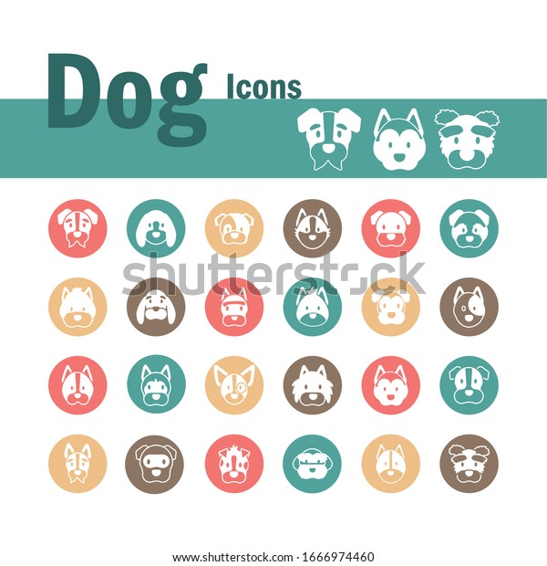 Set Icons Faces Different Breeds Dogs Stock Vector (Royalty Free ...