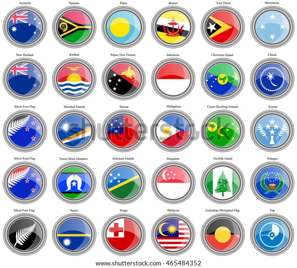 Set Icons Flags Australia Oceania Stock Vector (Royalty Free) 465484352