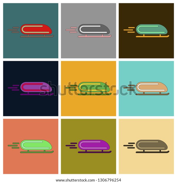 Set Icons Flat Design Bobsled Stock Vector (Royalty Free) 1306796254 ...