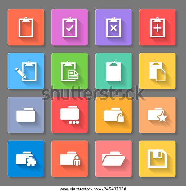 Set Icons Folders Paper Plates Isolated Stock Vector (Royalty Free ...