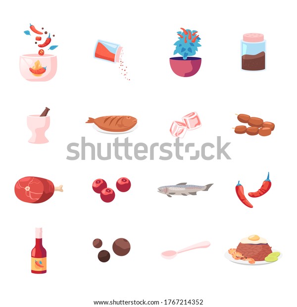 Set Icons Food Condiments Red Hot Stock Vector (Royalty Free ...