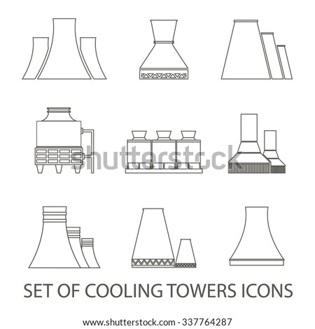 Set Icons Form Cooling Towers Vector Stock Vector (Royalty Free ...