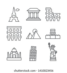 World Landmarks Outline Icons Abstract Vector Stock Vector (Royalty ...