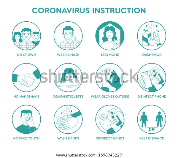 Set Icons Infographic Prevention Tips Quarantine Stock Vector (Royalty ...